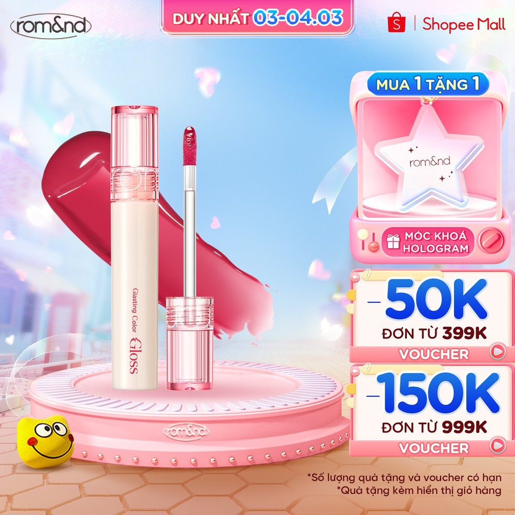 Son tint bóng căng mọng Romand Glasting Color Gloss 4g
