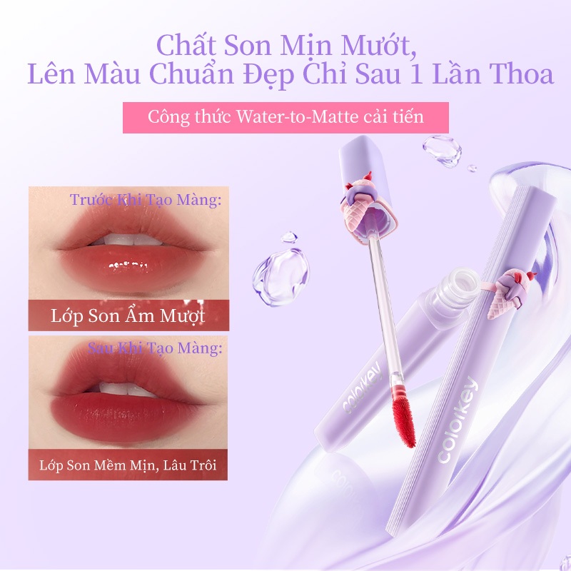 Son môi COLORKEY lì ánh nước chống nước chống dính cốc màu 1.8g