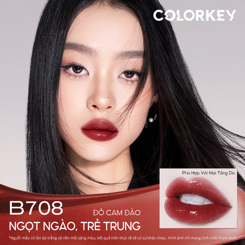 Son tint bóng Colorkey dạng lỏng lâu trôi glasting water tint 1.7g