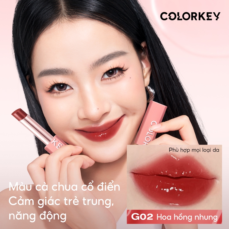 Son môi dưỡng ẩm bóng trang điểm 2 trong 1 COLORKEY 3g