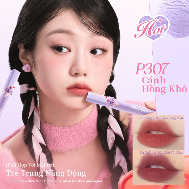 Son môi COLORKEY lì ánh nước chống nước chống dính cốc màu 1.8g